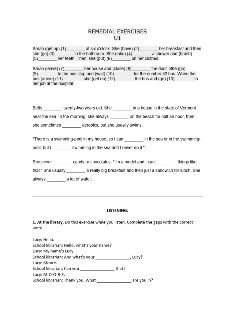 REMEDIAL EXERCISES U1 | PDF