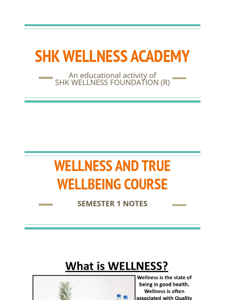 Semester 1 Notes (Wellness Course) | PDF
