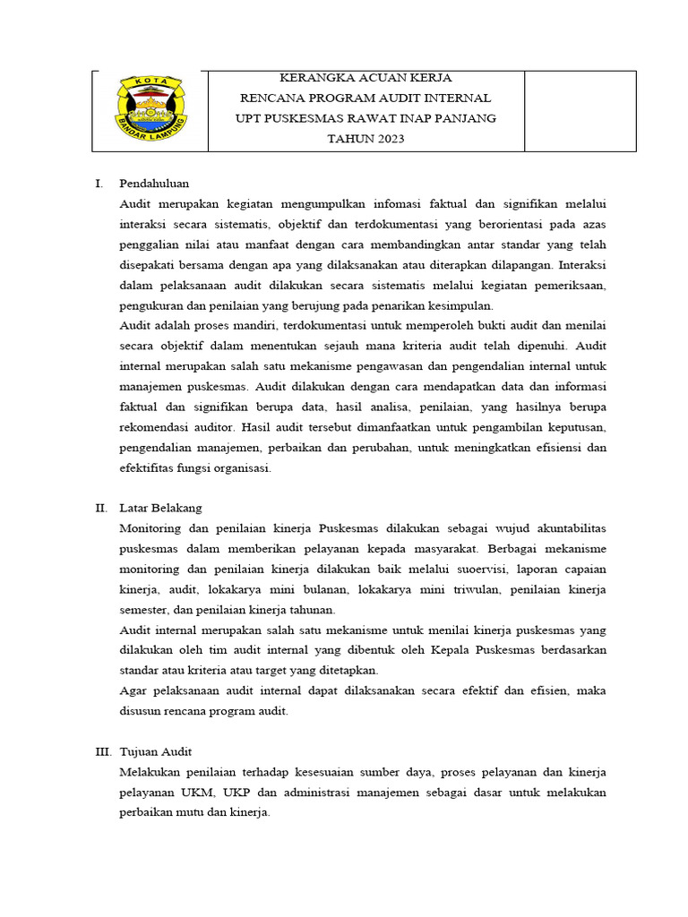 Hasil Audit Dan Umpan PKM | PDF