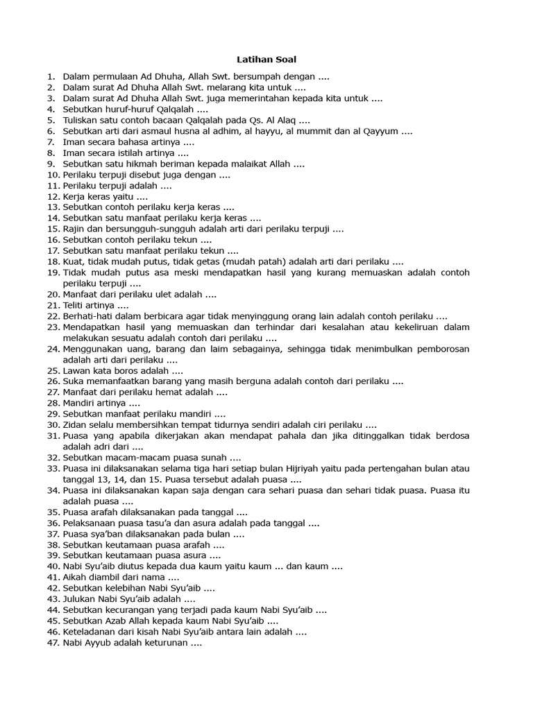 Latihan Soal PAT PAI | PDF