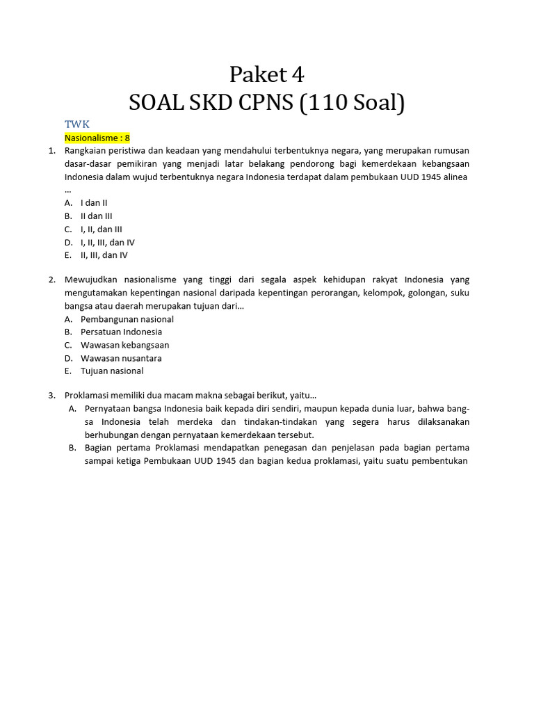 Soal SKD CPNS: Nasionalisme dan Integritas | PDF