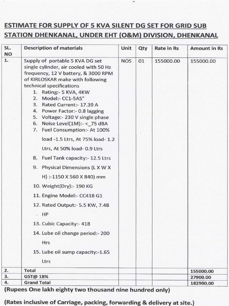Scan DG Set DKL | PDF