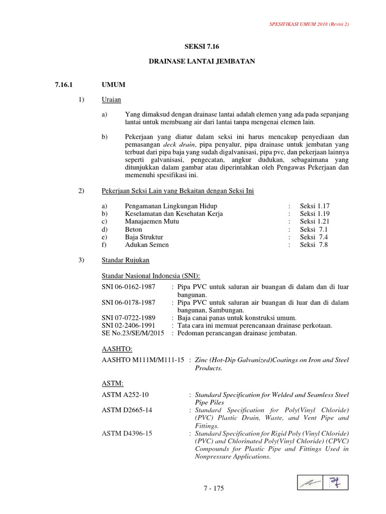 Spesifikasi Umum 2018 Revisi 2 Divisi 7.16 Tentang Drainase Lantai Jembatan | PDF | Teknologi ...