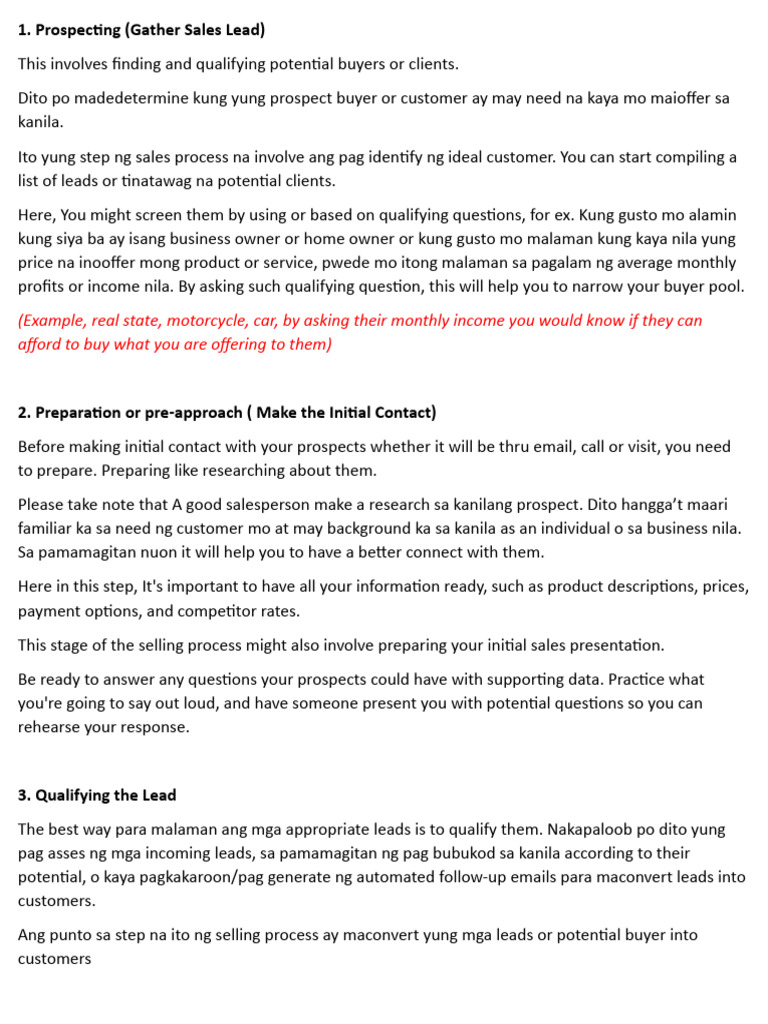 7 Steps Selling Process - Rev B | PDF | Sales | Market (Economics)