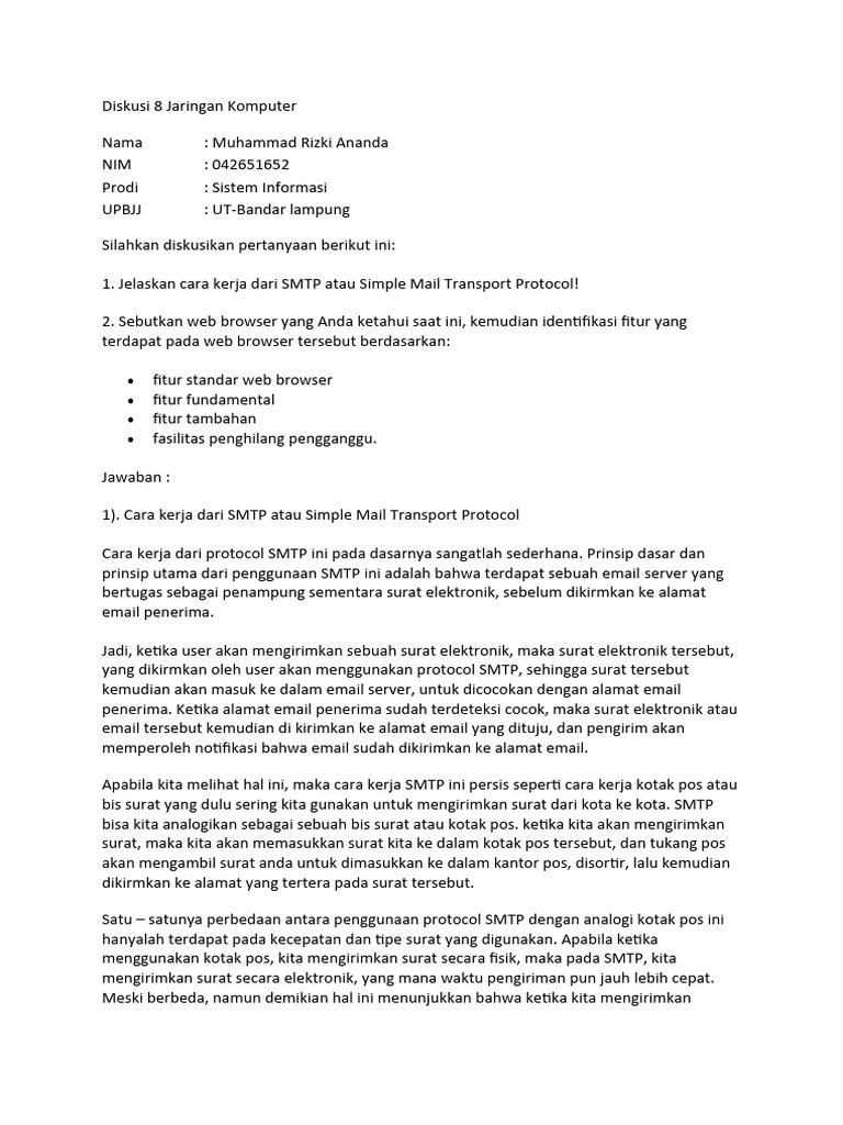 Diskusi 8 Jaringan Komputer | PDF | Komputer