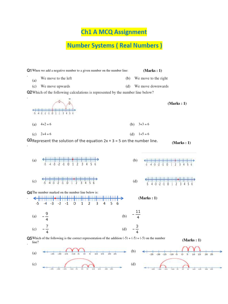 001 A MCQ Assignmnt Number Systems ( Real Numbers )-1 | PDF | Numbers ...