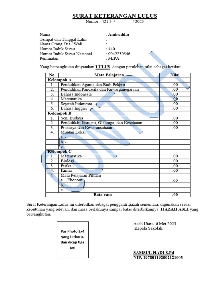 Contoh SKL - Mipa | PDF