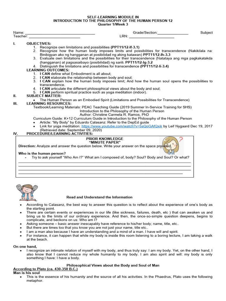 Introduction To The Philosophy of The Human Person 12 Module 3 ...