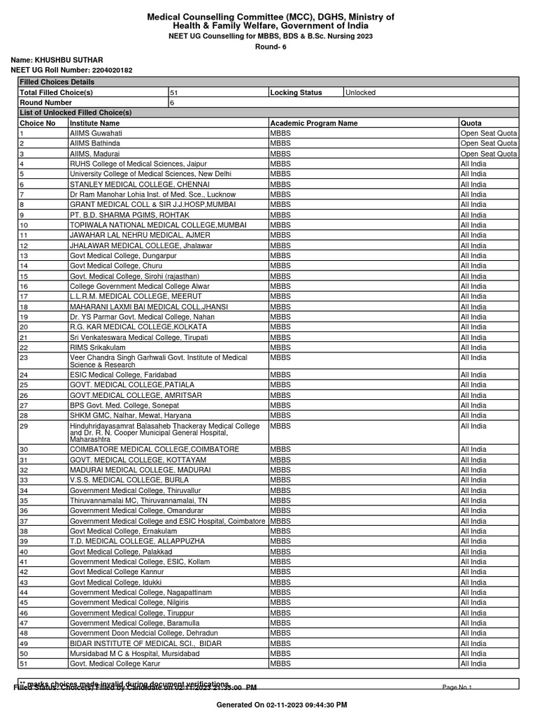 View Unlocked Filled Choices Handler | PDF | Medical Education | Medicine