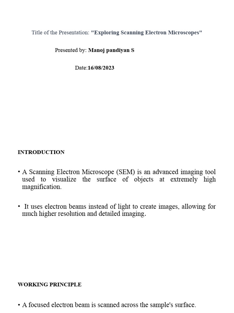 Manoj Pandian | PDF | Scanning Electron Microscope | Microscope