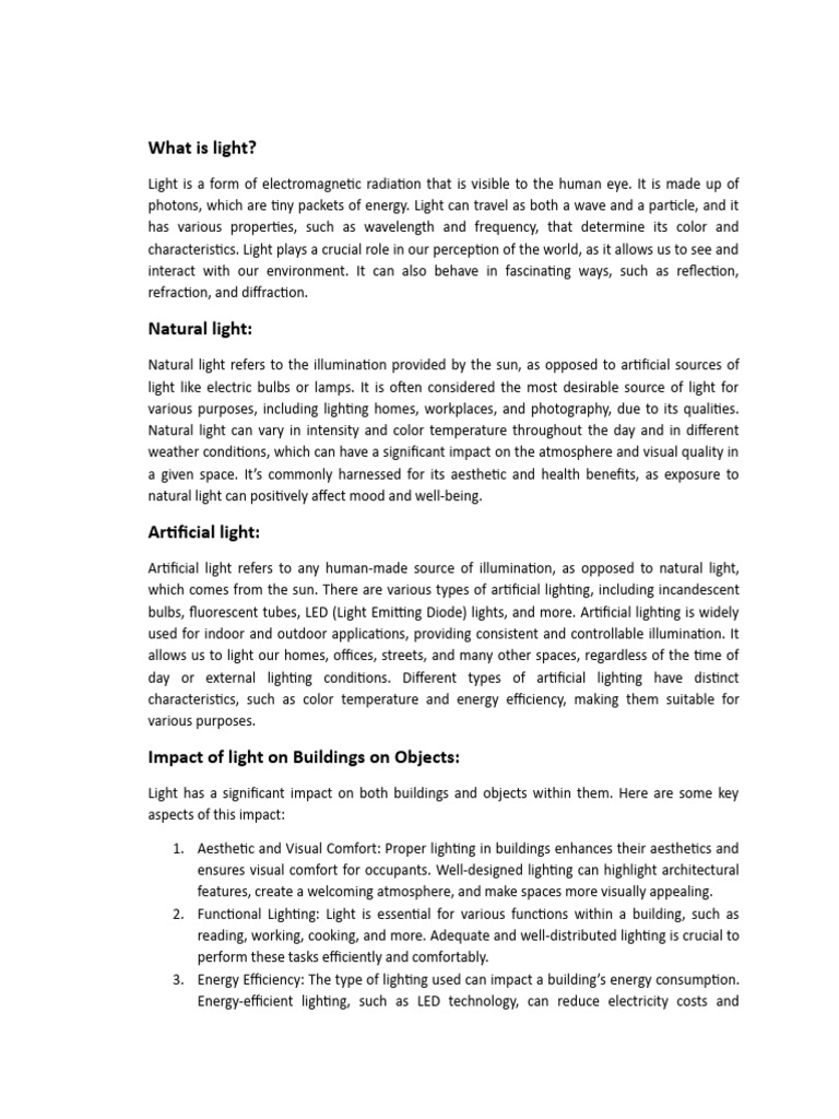 Light Assignment | PDF | Lighting | Light