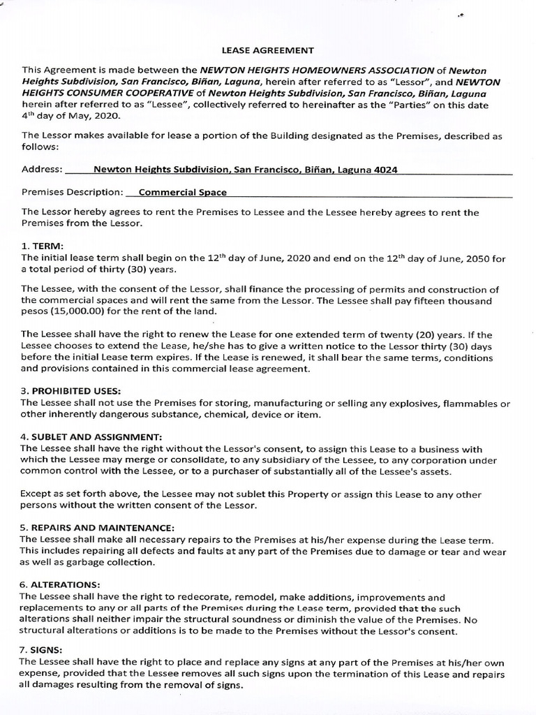 HOA Coop Lease Agreement | PDF