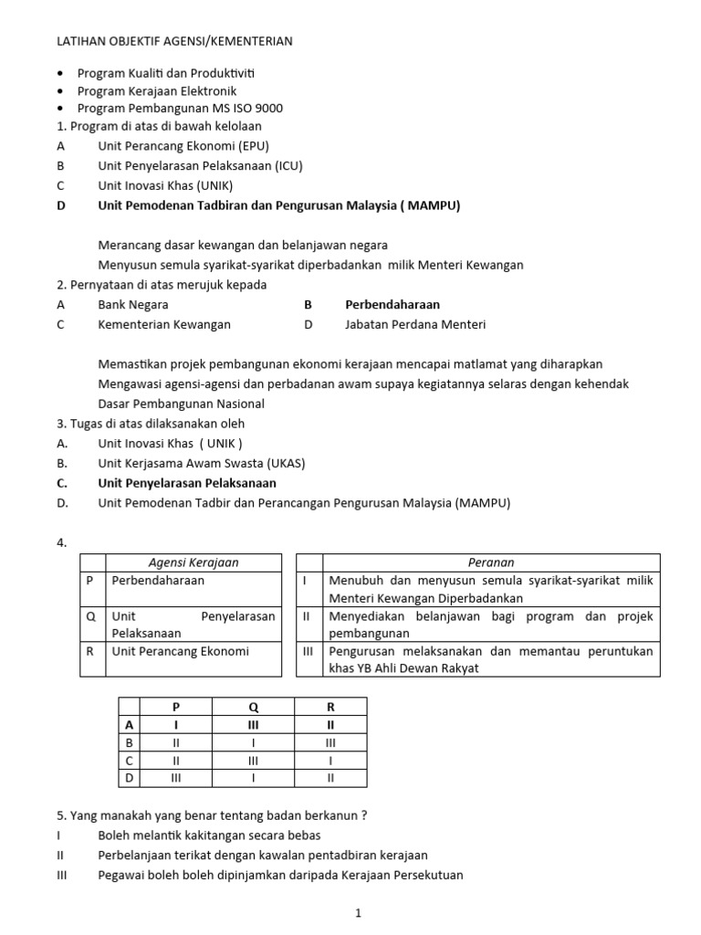 Latihan Objektif Agensi | PDF
