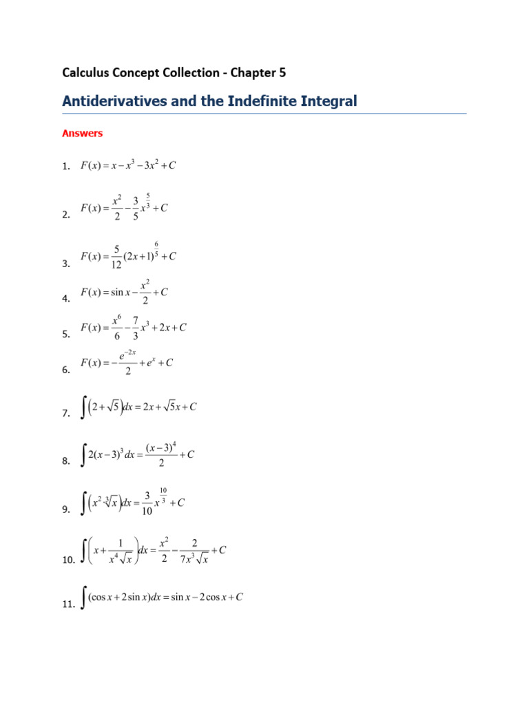 CC Calculus Chapter 5 Answers | PDF | Integral | Area