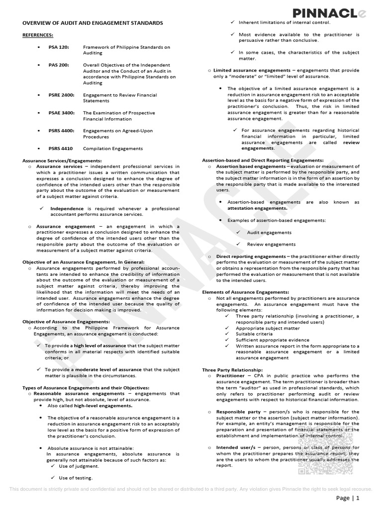 Pinnacle Handouts October 2023 AUDTHEO 1 1 | PDF | Audit | Financial Audit