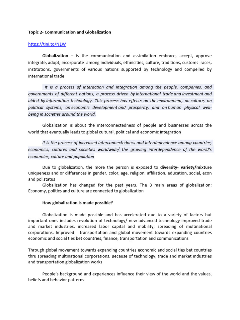Lesson 2 PCOM | PDF | Globalization | Communication