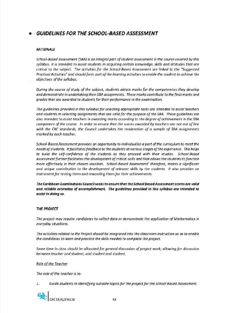 Csec Mathematics Sba Outline | PDF