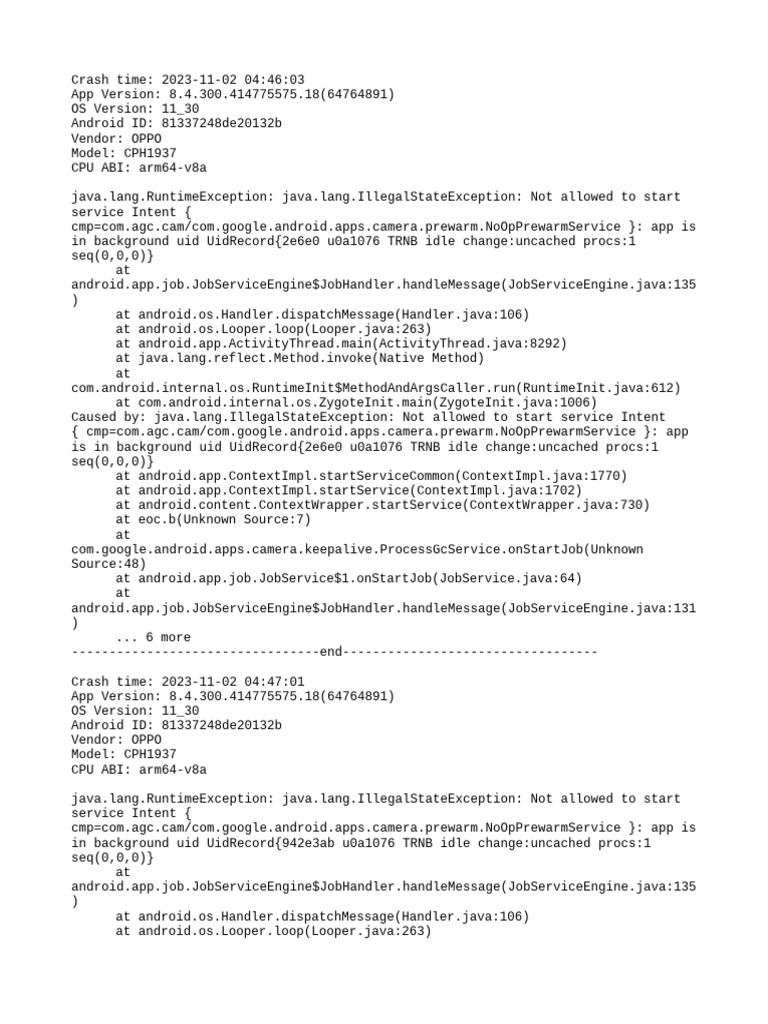 Crash 20231102 | Download Free PDF | Android (Operating System) | Java (Programming Language)