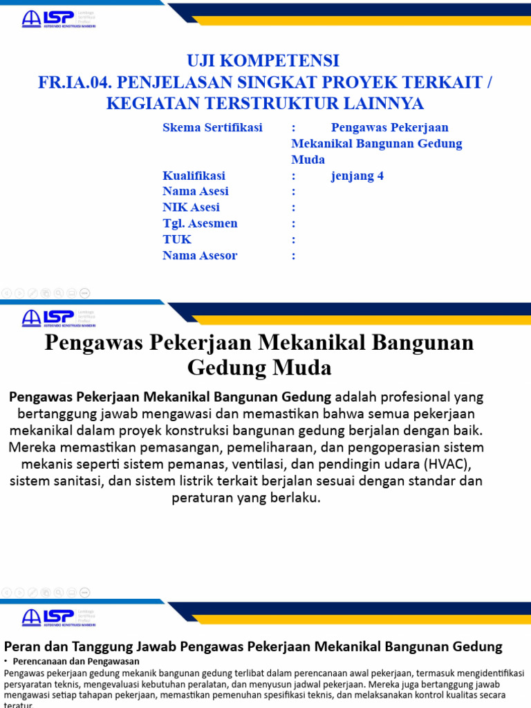 Pengawas Pekerjaan Mekanikal Bangunan Gedung Muda 4 | PDF | Teknologi & Rekayasa