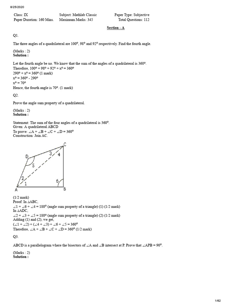 008 Assignment Triangles Solutions | PDF | Rectangle | Triangle