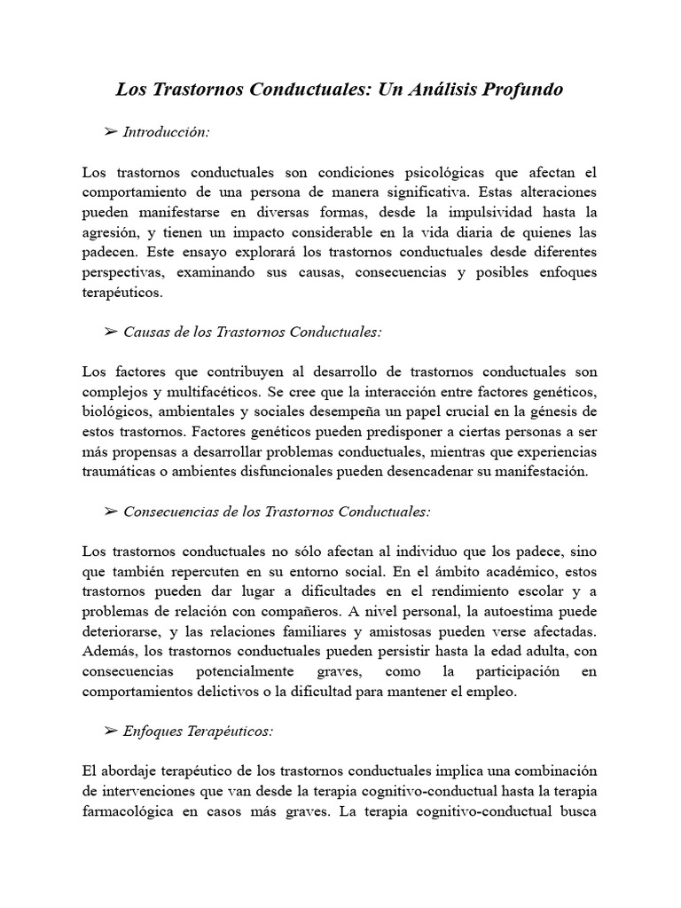 Trastornos Conductuales: Causas y Tratamientos | PDF | Comportamiento ...