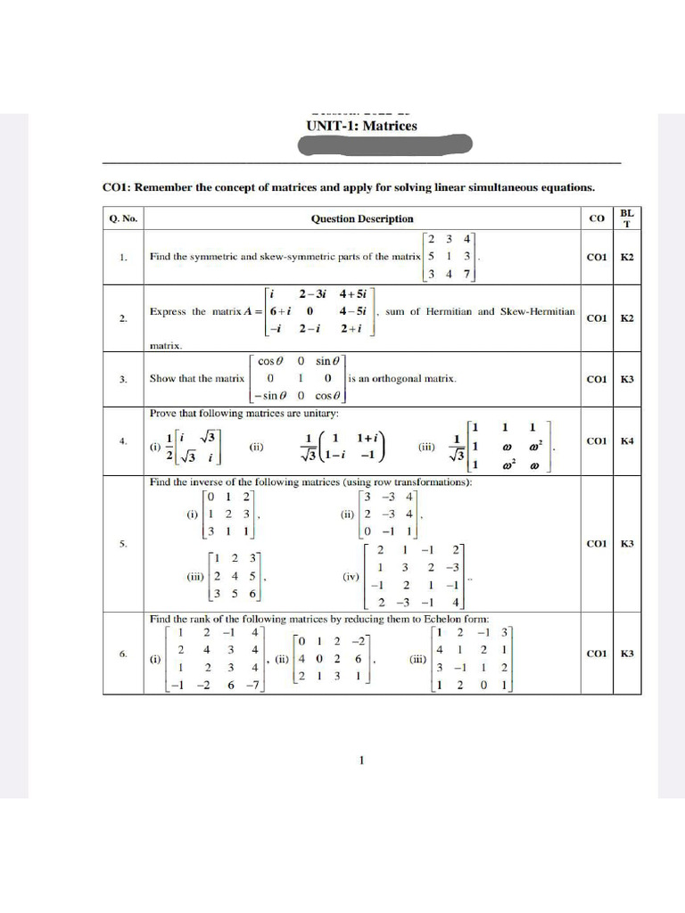 Math Practice Sheet Unit-1 | PDF