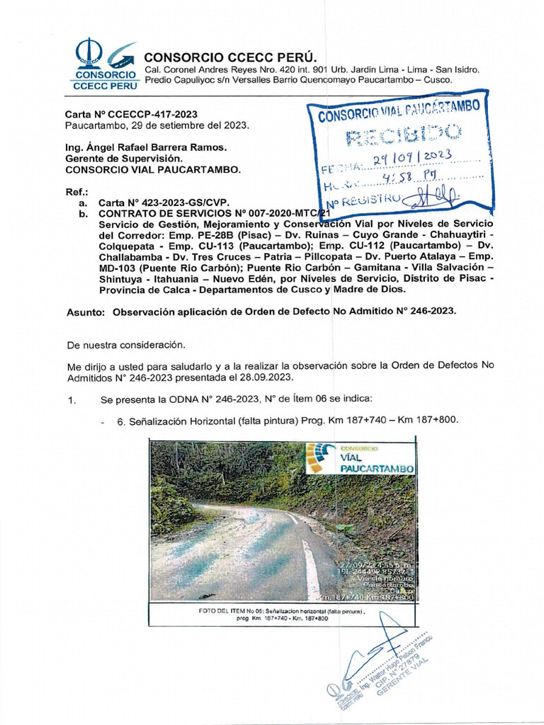 Carta Ccceccp-Cvp Nº417-2023 Obs Aplic de Odna Nº246-2023 | PDF