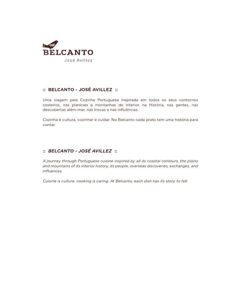 Belcanto Menu QRCode | PDF | Alimentos | Comidas e bebidas