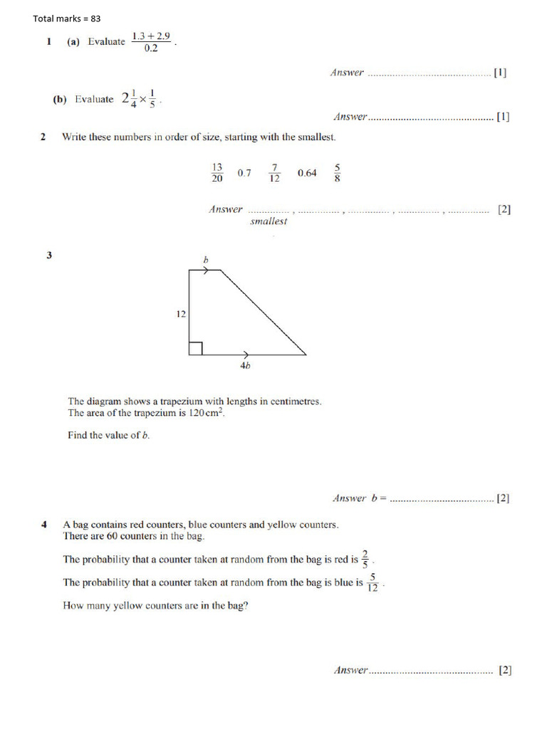 Maths D Paper 1 - Mock 4 | PDF