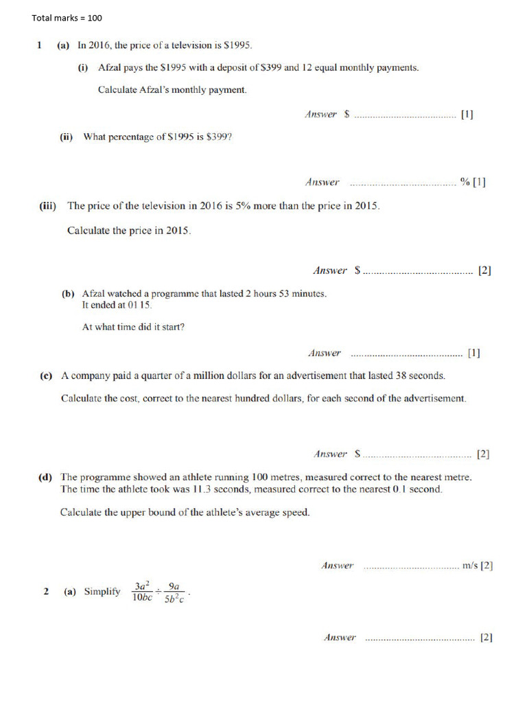 Maths D Paper 2 - Mock 3 | PDF
