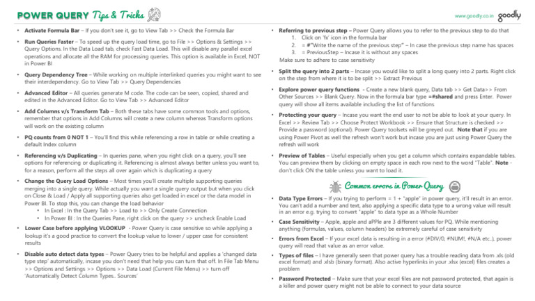 Powerquery Tip Card | PDF | Microsoft Excel | Computer Programming