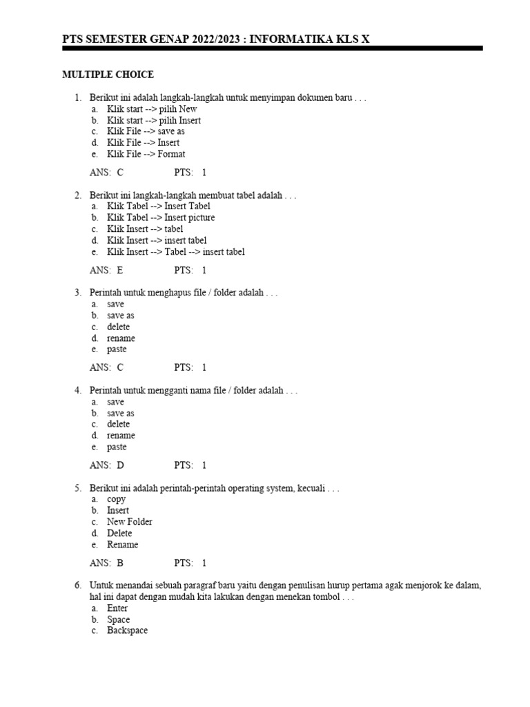Contoh Format Soal | PDF