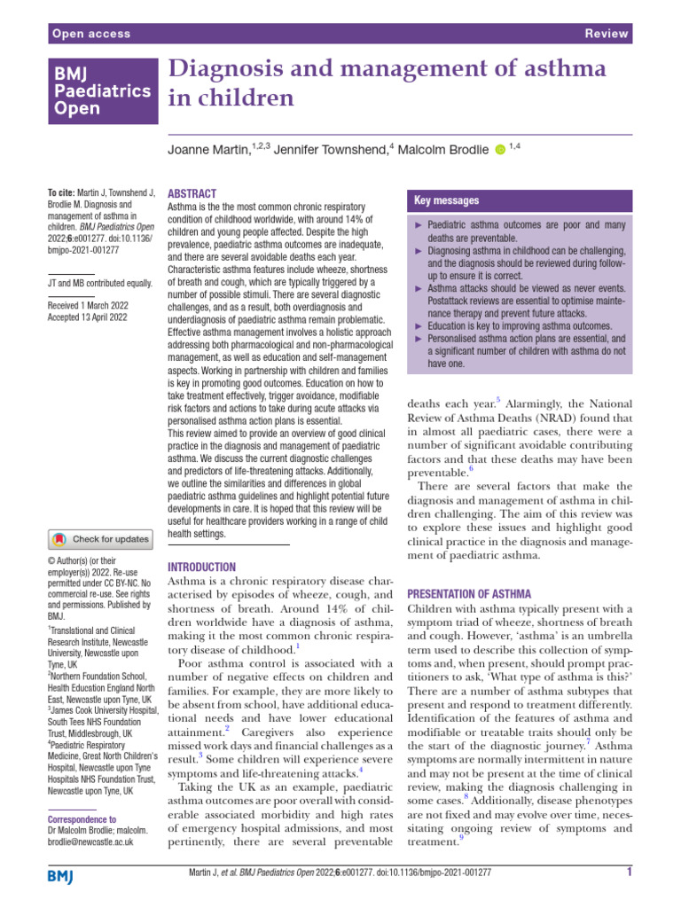 JURNAL ASMA | PDF | Asthma | Medical Diagnosis