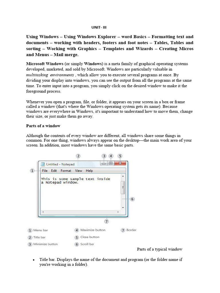 Unit 3 | PDF | Window (Computing) | Computer File