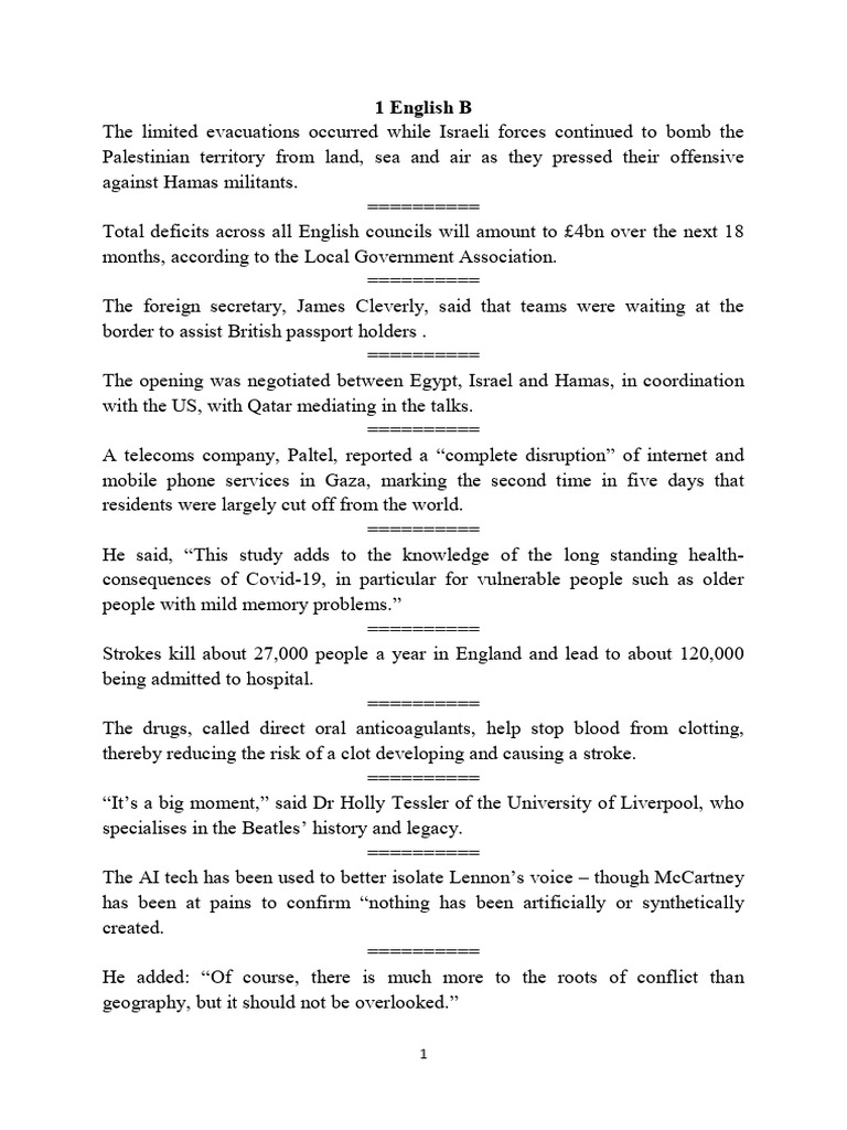 1 English B | PDF | Gaza Strip | Politics Of Israel