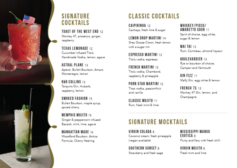 Americana Cocktails Menu A5 4pp 0523 WEB | PDF | Alcoholic Drinks ...