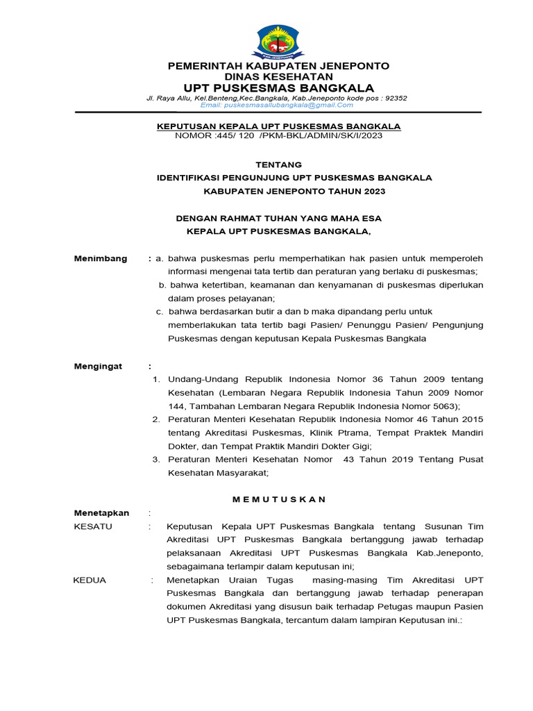 Identifikasi Pengunjung Puskesmas 2023 | PDF