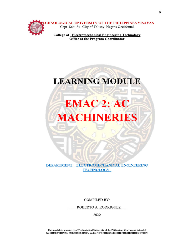 EMAC-2-modified-2023-single-phase-WK-6-7-8-Module-.docx.1 | PDF | Transformer | Electric Motor