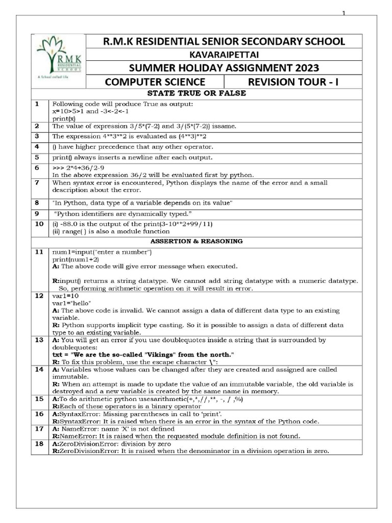 Cs Holiday Work1 | PDF