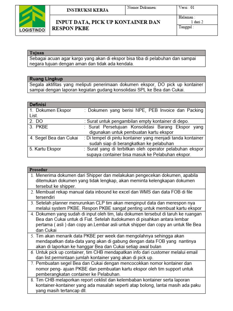 Work Instruction CHB | PDF