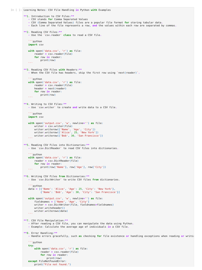 CSV File Handling | Download Free PDF | Comma Separated Values | Data