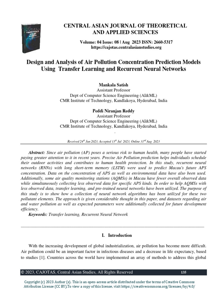 Design and Analysis of Air Pollution Concentration Prediction Models ... Design and Analysis of Air Pollution Concentration Prediction Models ...