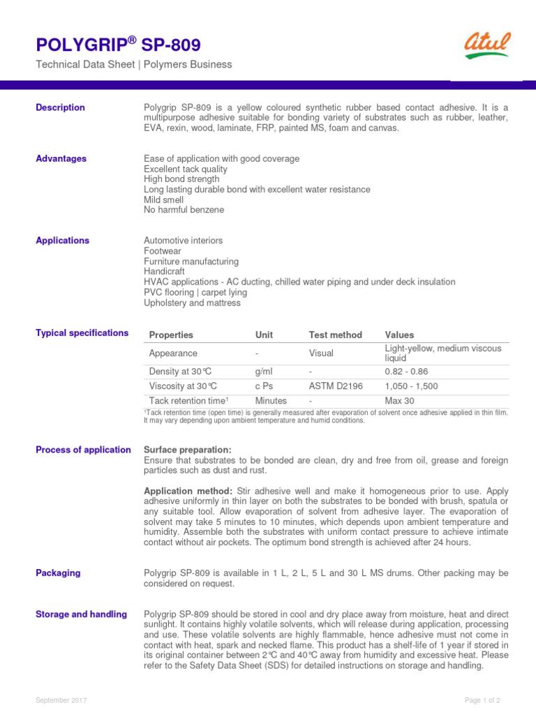 PO_Polygrip-SP-809 | PDF | Adhesive | Flooring