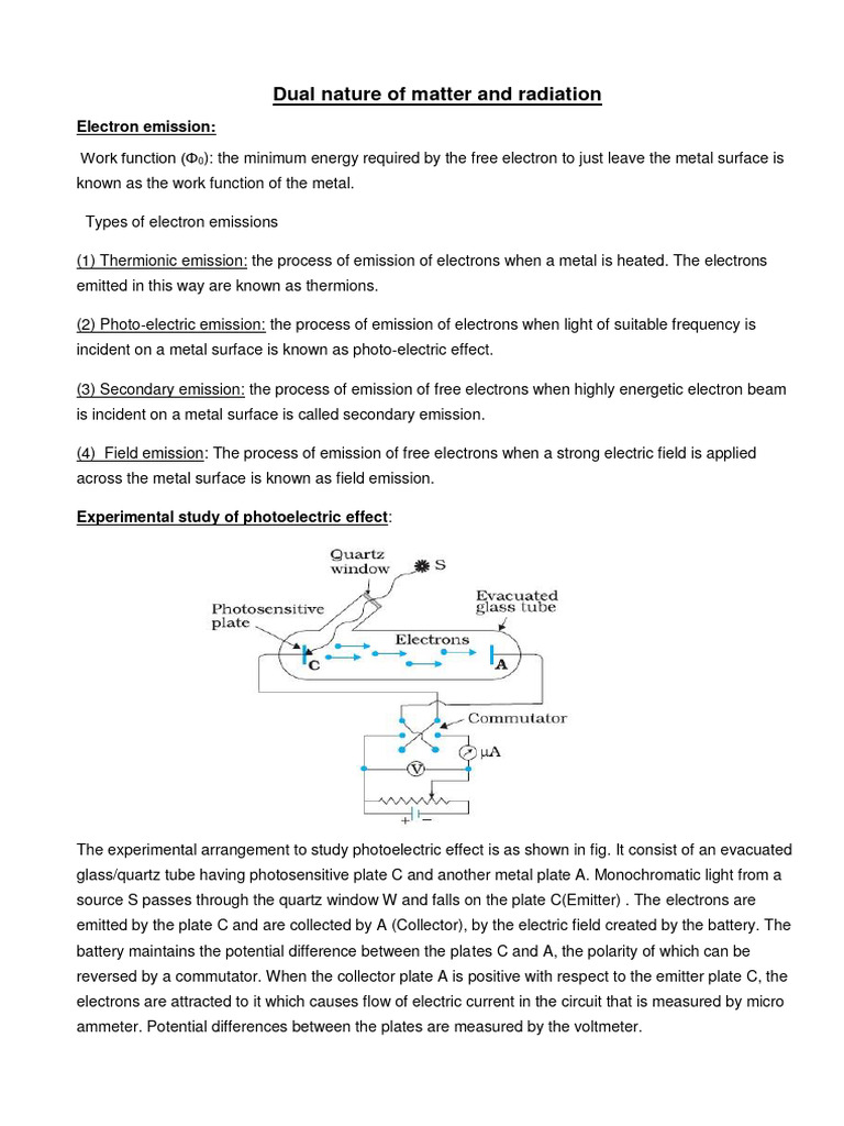 Dual Nature of Matter and Radiation | PDF | Photoelectric Effect | Photon