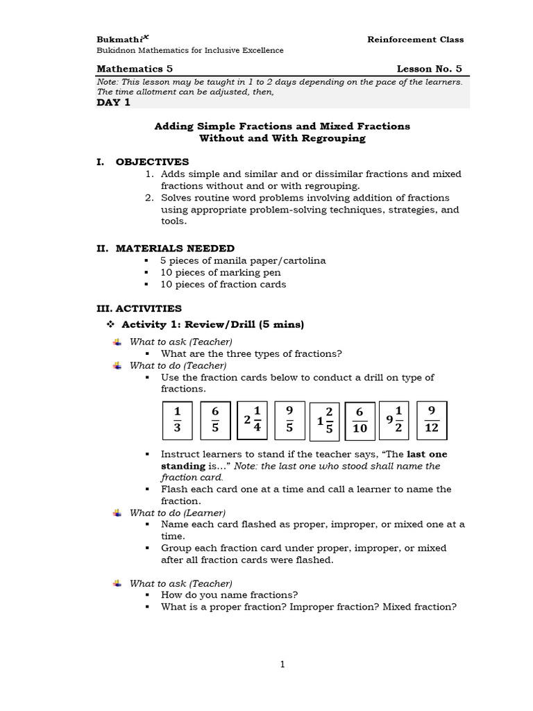 Sample Bukmathix Lesson-Exemplar Reinforcement-Class | PDF | Learning | Mathematics