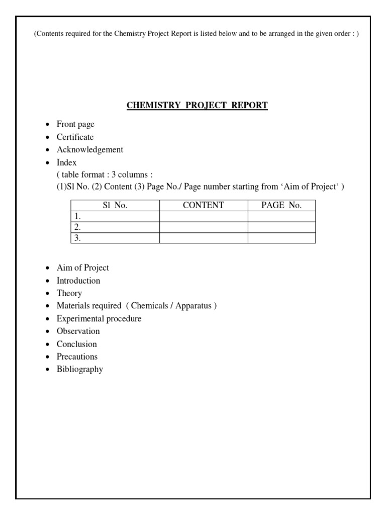 Chemistry Project Report Format Guide | PDF | Art