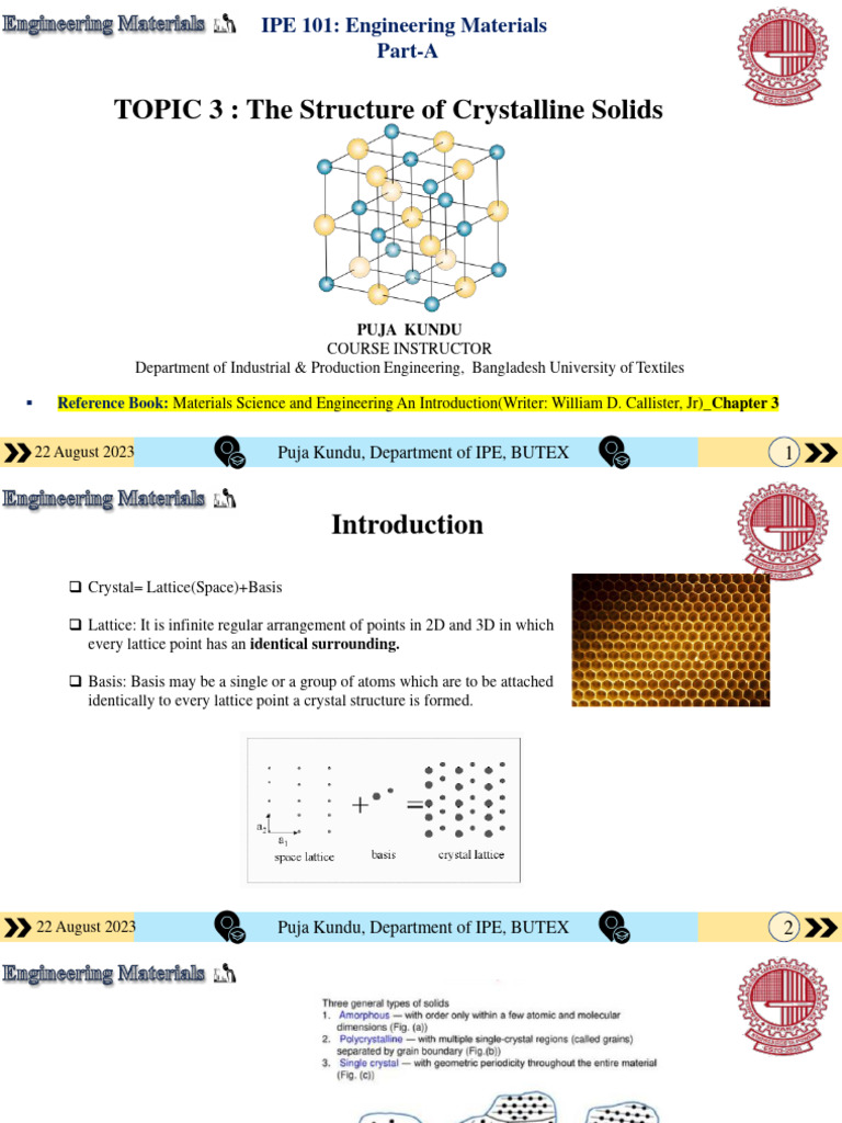 Topic 3 - Crystal System and Crystal Structure | PDF | Crystal Structure | Crystallography
