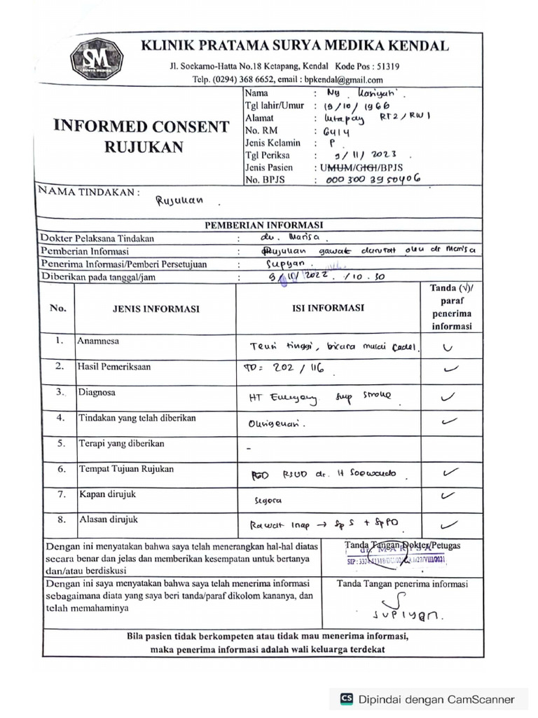 Bukti Inform Consent Rujukan | PDF