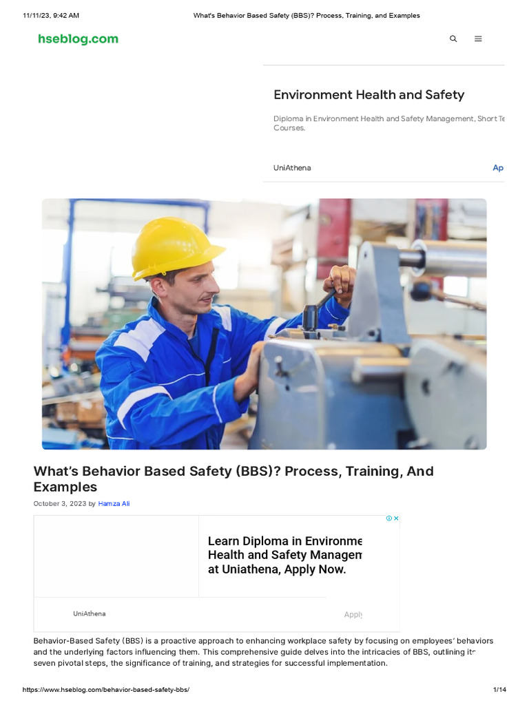 What's Behavior Based Safety (BBS) - Process, Training, and Examples ...