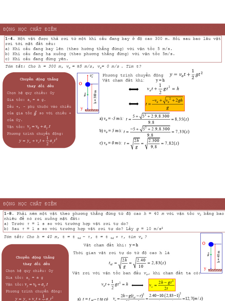 1BT VLDC- Động học chất điểm | PDF
